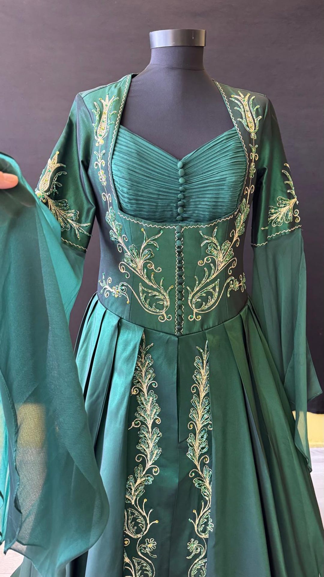Traditional Vintage Green Bindalli Dress, Turkish Sultan Women's ...