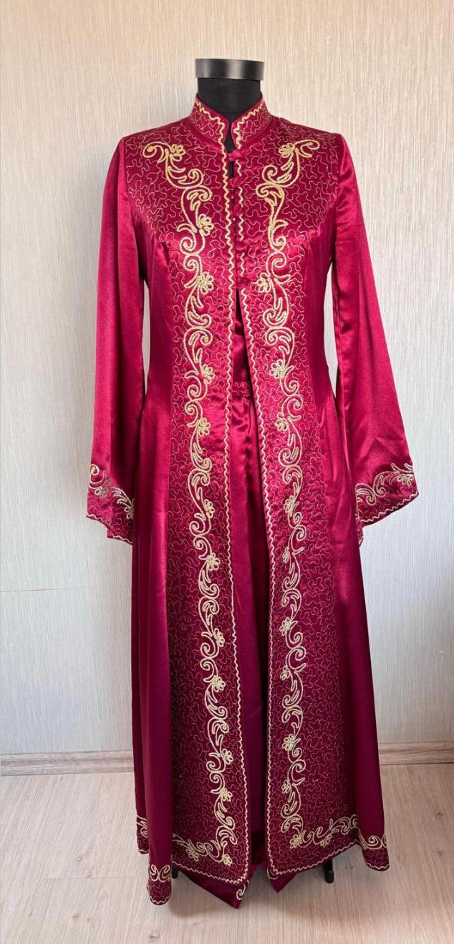 Traditional Vintage Turkish Wedding Dress Burgundy Shalwar Bindalli ...