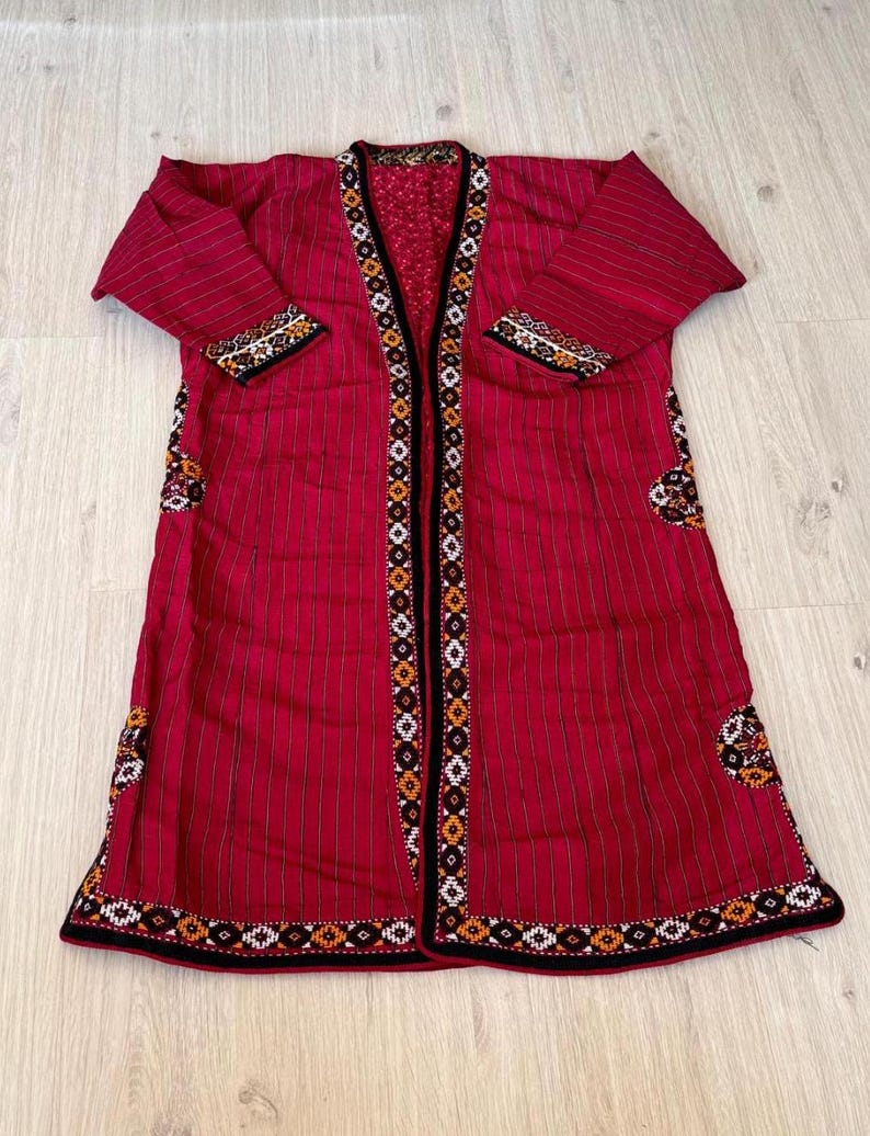 Overcoat, Turkmen Silk Embroidered Chapan, Antique Jacket, Kimono ...