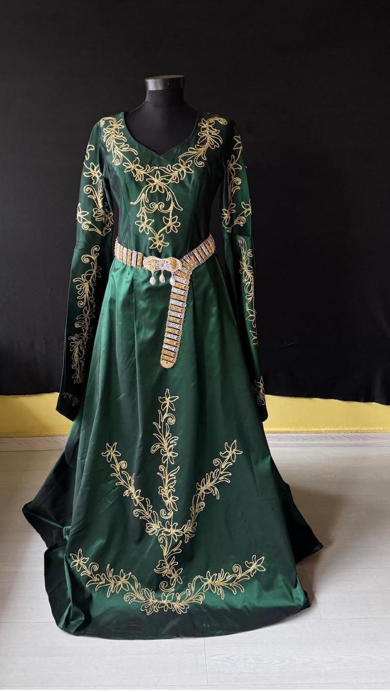 Traditional Vintage Green Bindalli Dress, Turkish Sultan Women's ...