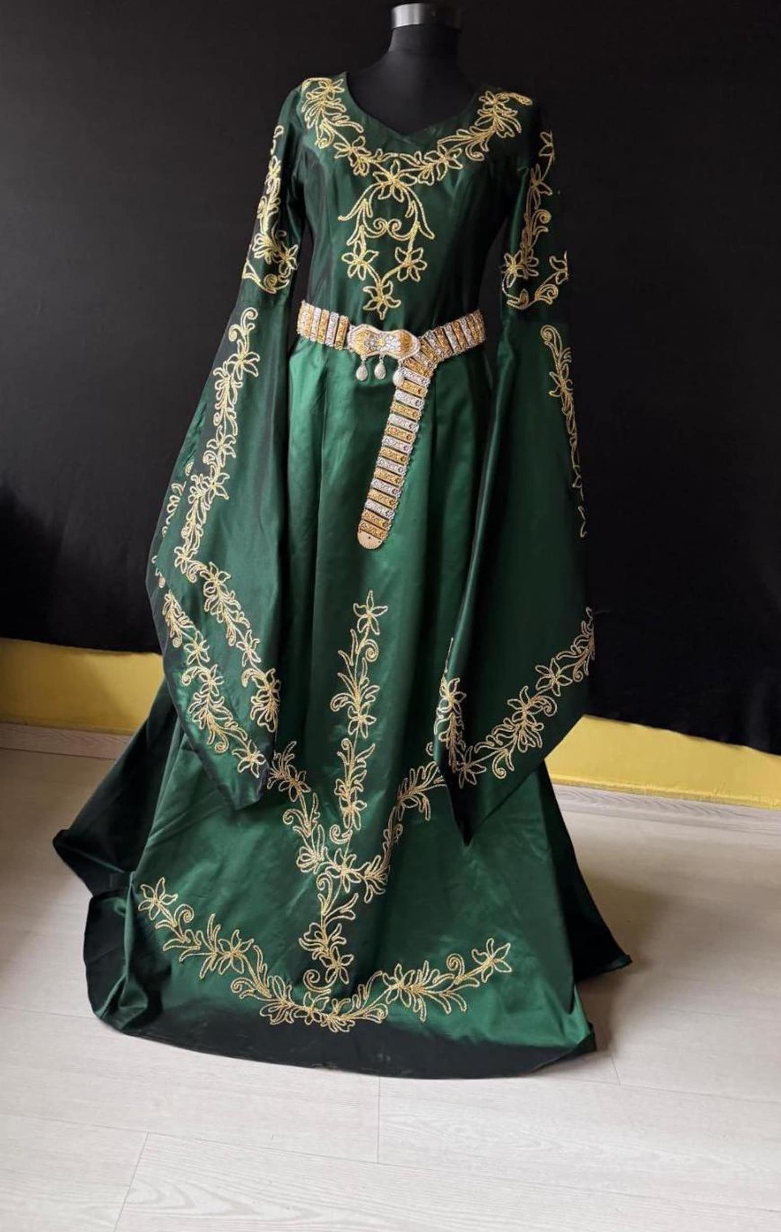 Traditional Vintage Green Bindalli Dress, Turkish Sultan Women's ...