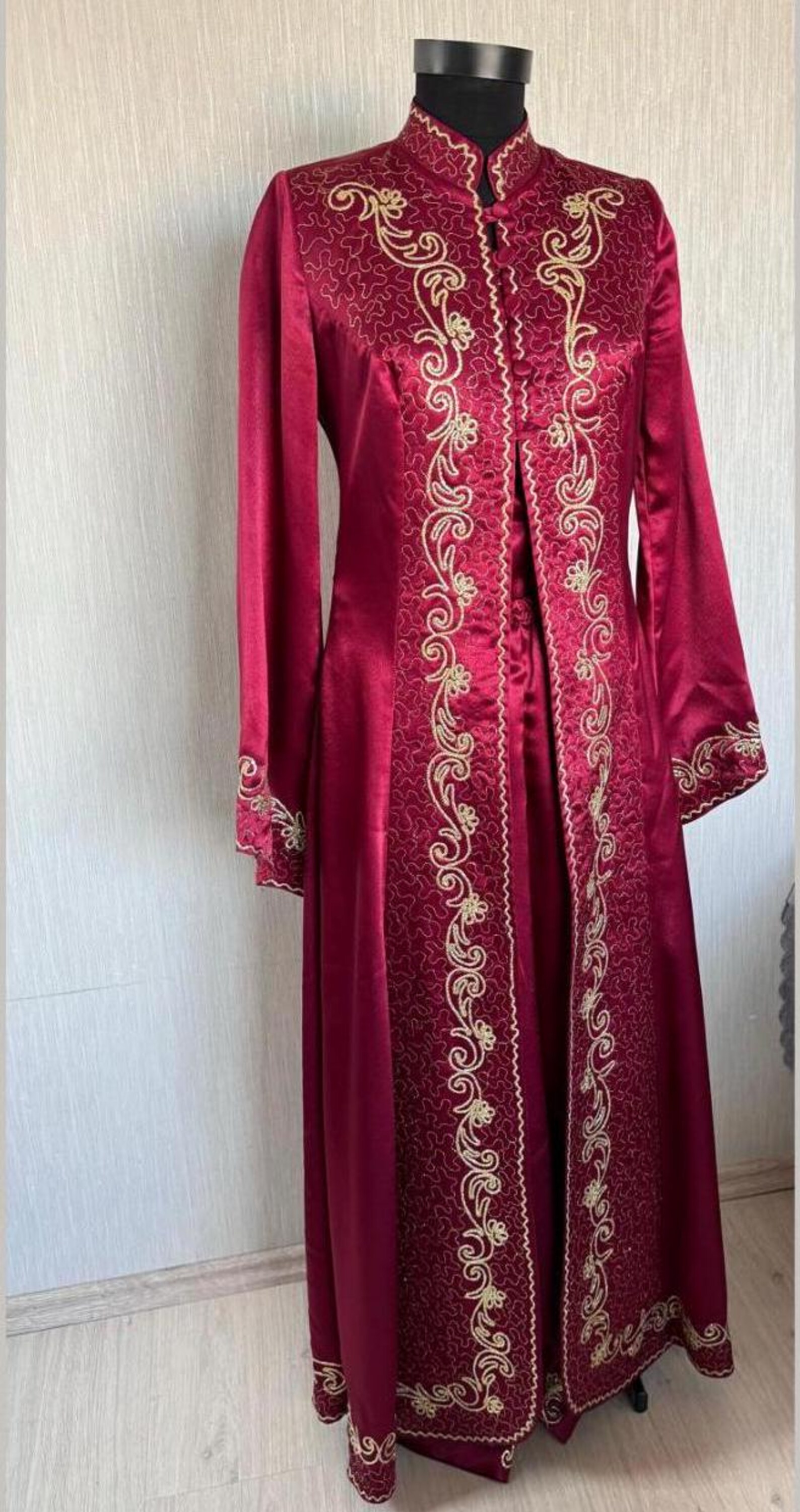 Traditional Vintage Turkish Wedding Dress Burgundy Shalwar Bindalli ...