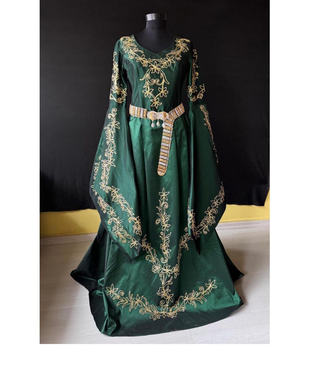 Vintage Green Bindalli Dress: Turkish Ottoman Style Embroidery, S-M - Etsy