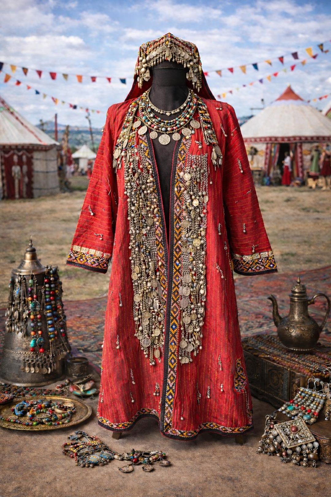 Turkmen Traditional Jacket, Rare Antique Embroidered Kaftan, Handmade ...