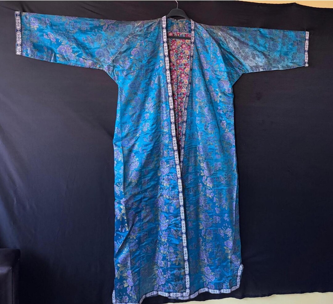 Vintage Coat, Turkmen Silk Embroidered Coat and Chapan, Silk Satin ...