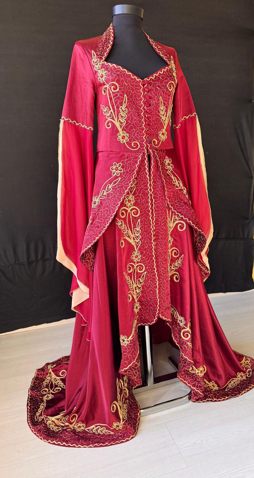Turkish Wedding Dress, Red Bindalli, Ethnic Folklore Costume, Hurrem ...