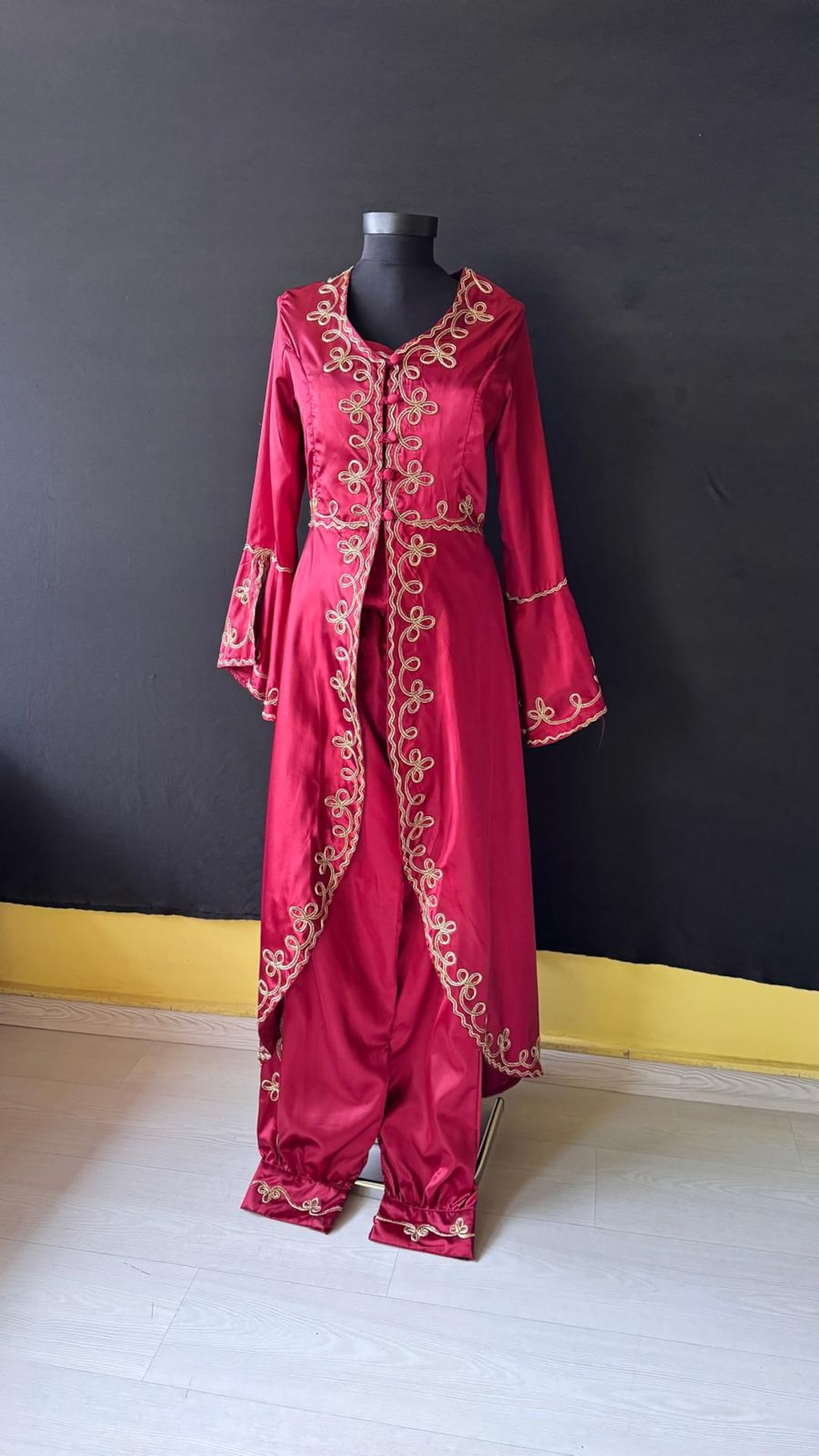 Traditional Vintage Turkish Wedding Dress Red Shalwar Bindalli, Turkish ...