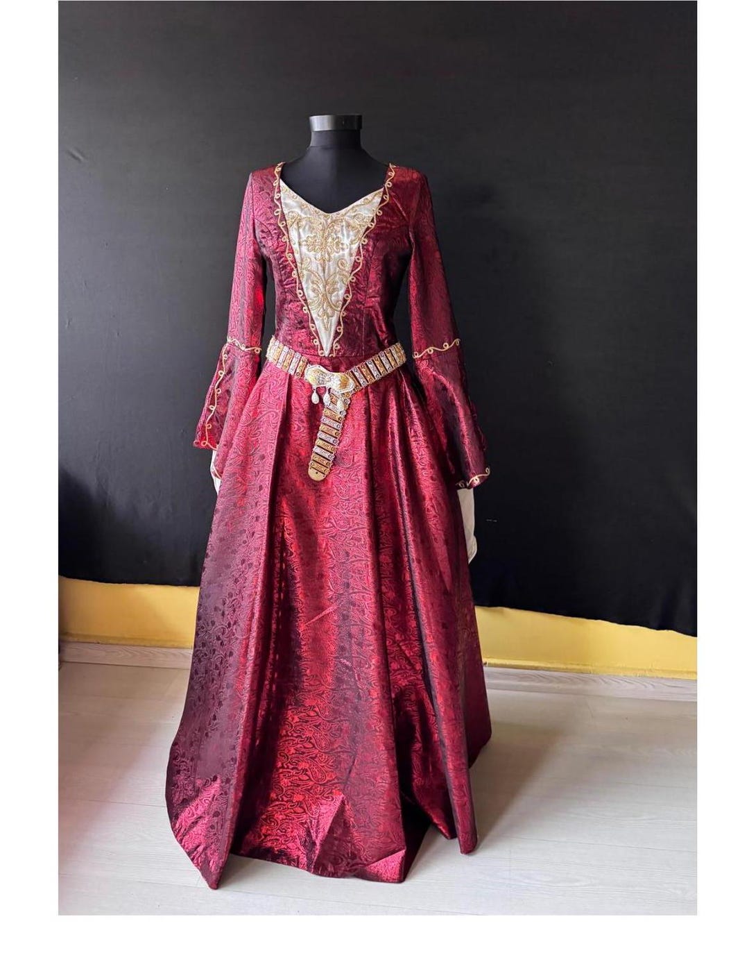 Vintage Maroon Bindalli Dress: Turkish Ottoman Style, Size S/M - Etsy