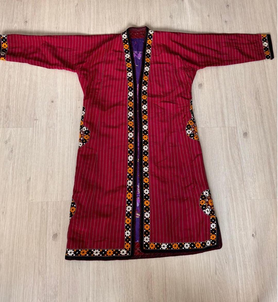 Overcoat, Turkmen Silk Embroidered Chapan, Antique Jacket, Kimono ...