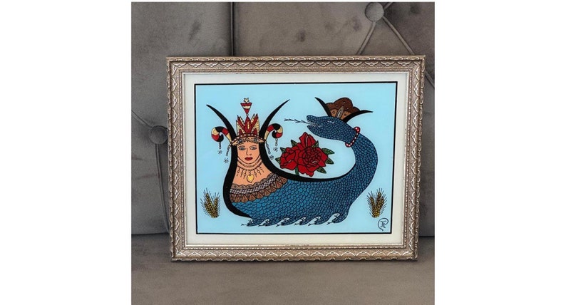 Shahmaran Painting, Shahmaran Snake Woman, Turkish Mythology, Wall Art ...