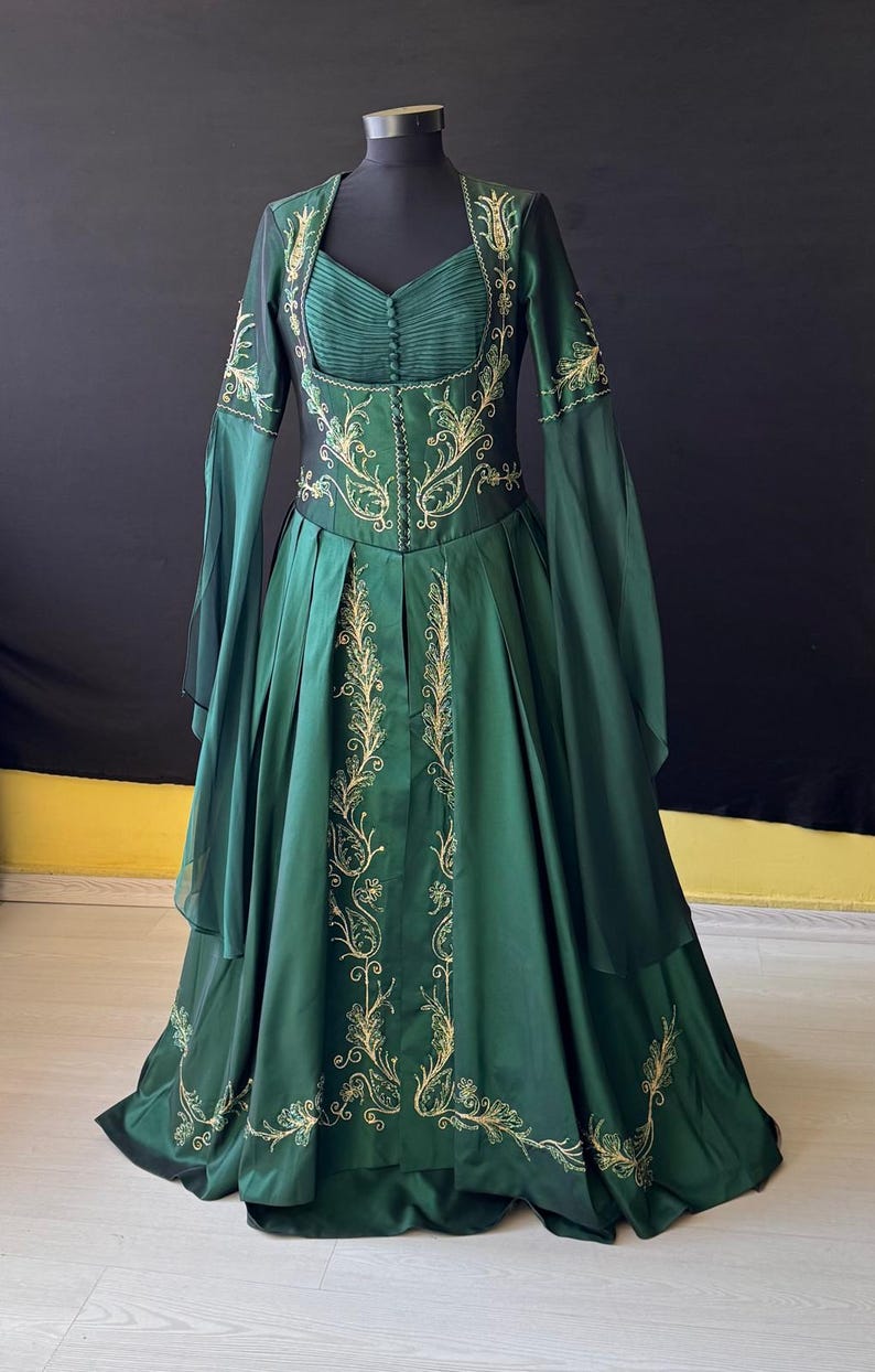 Traditional Vintage Green Bindalli Dress, Turkish Sultan Women's ...