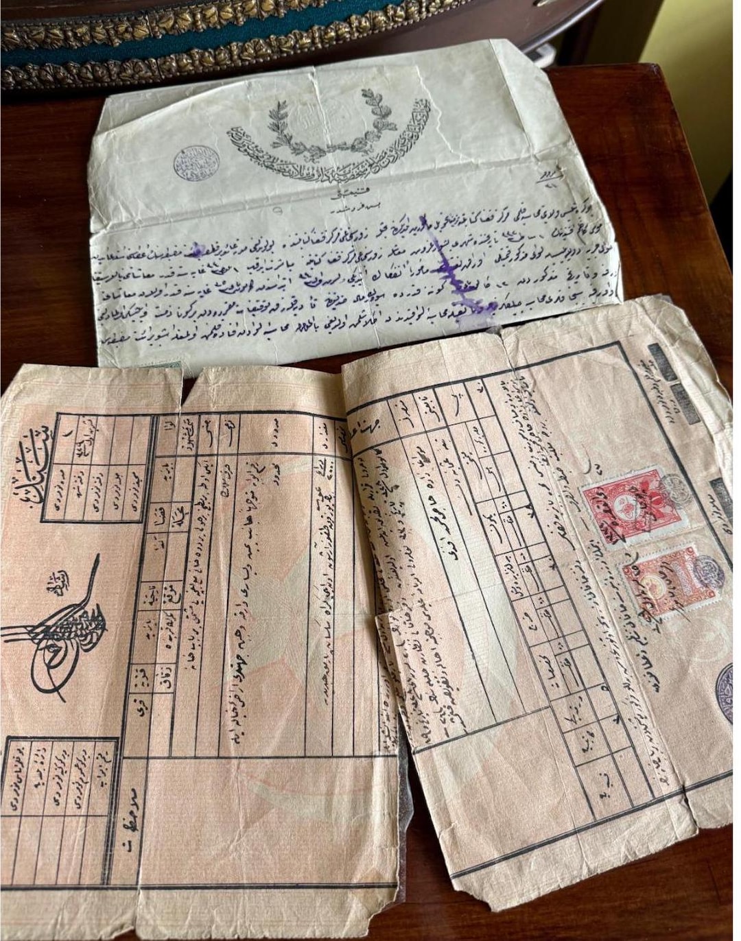Ottoman Stamped Documents: Antique Ephemera, Handwritten Turkish Script ...