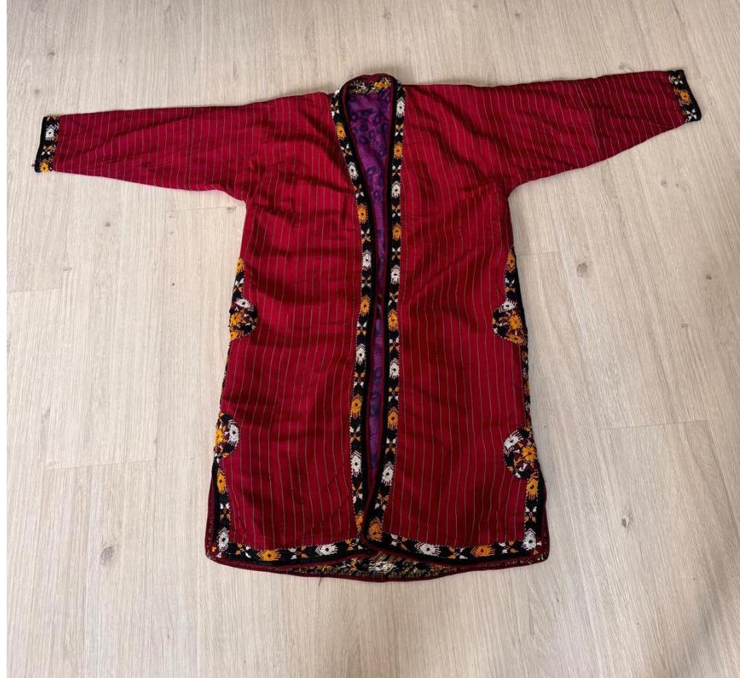 Traditional Turkmen Capan - Coat, Turkmen Silk Embroidered Kaftan ...