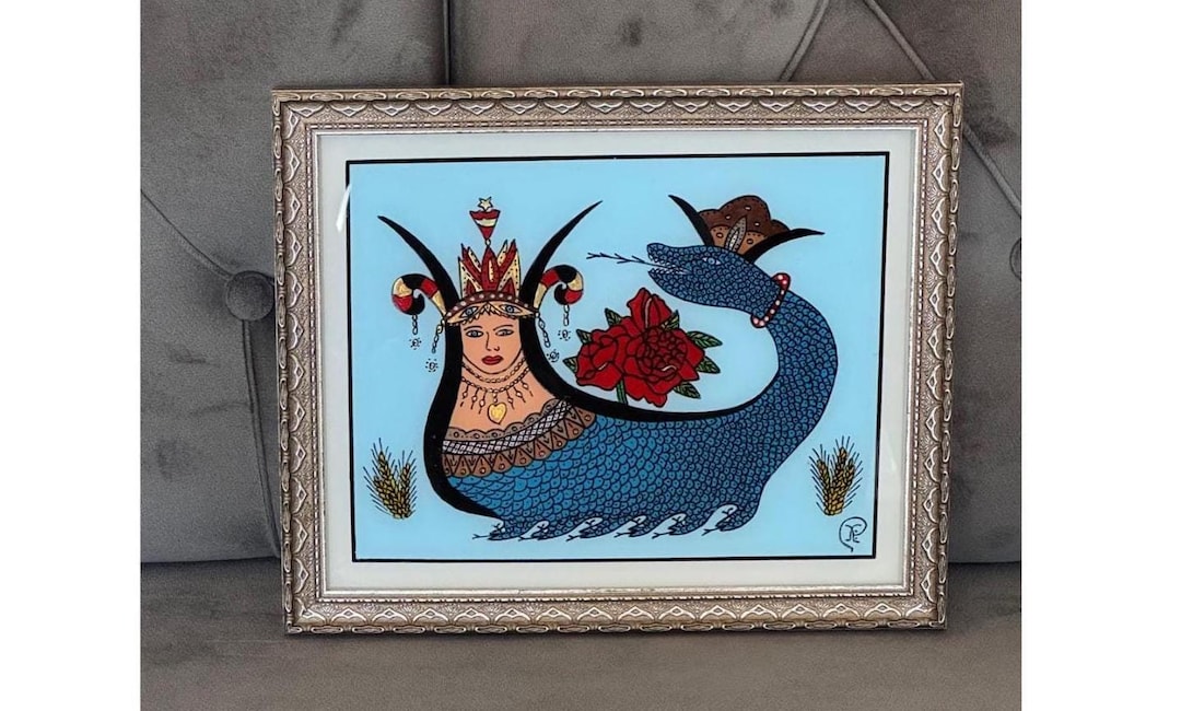 Shahmaran Painting, Shahmaran Snake Woman, Turkish Mythology, Wall Art ...