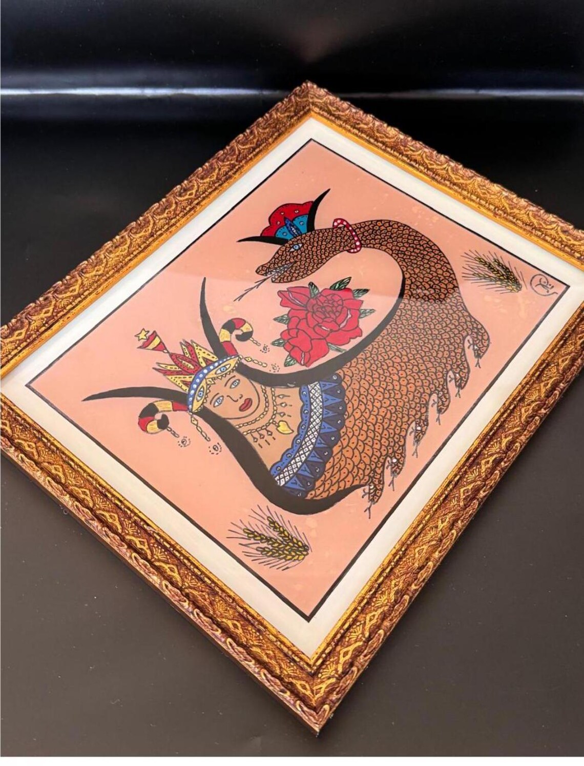 Shahmaran Glass Painting: Anatolian Snake Queen Art, Turkish Mythology ...