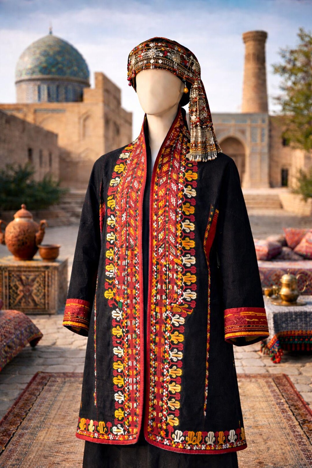 Antique Turkmen Silk Kaftan (chapan) | 1950–1960s | Handcrafted Silk ...