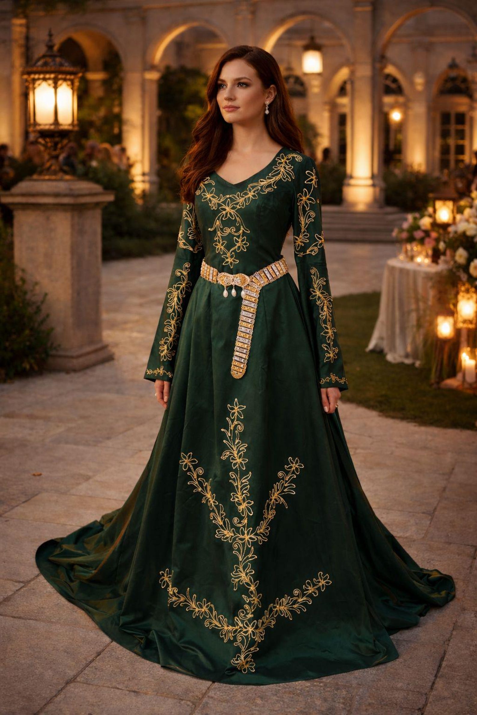 Traditional Vintage Green Bindalli Dress, Turkish Sultan Women's ...