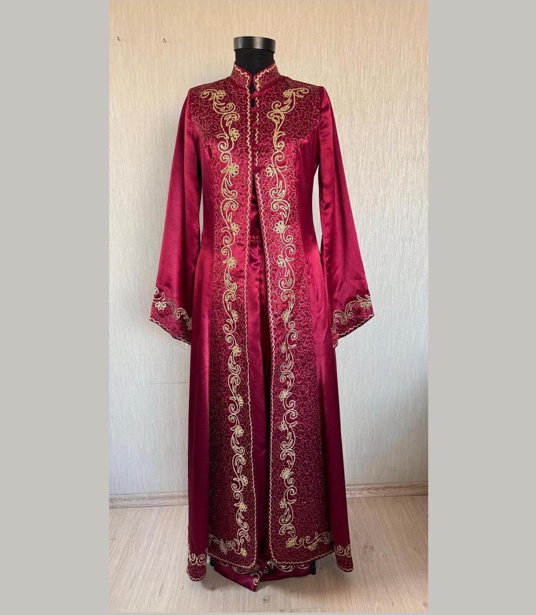 Traditional Vintage Turkish Wedding Dress Burgundy Shalwar Bindalli ...