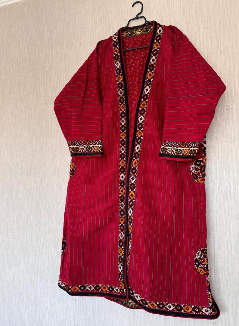 Overcoat, Turkmen Silk Embroidered Chapan, Antique Jacket, Kimono ...