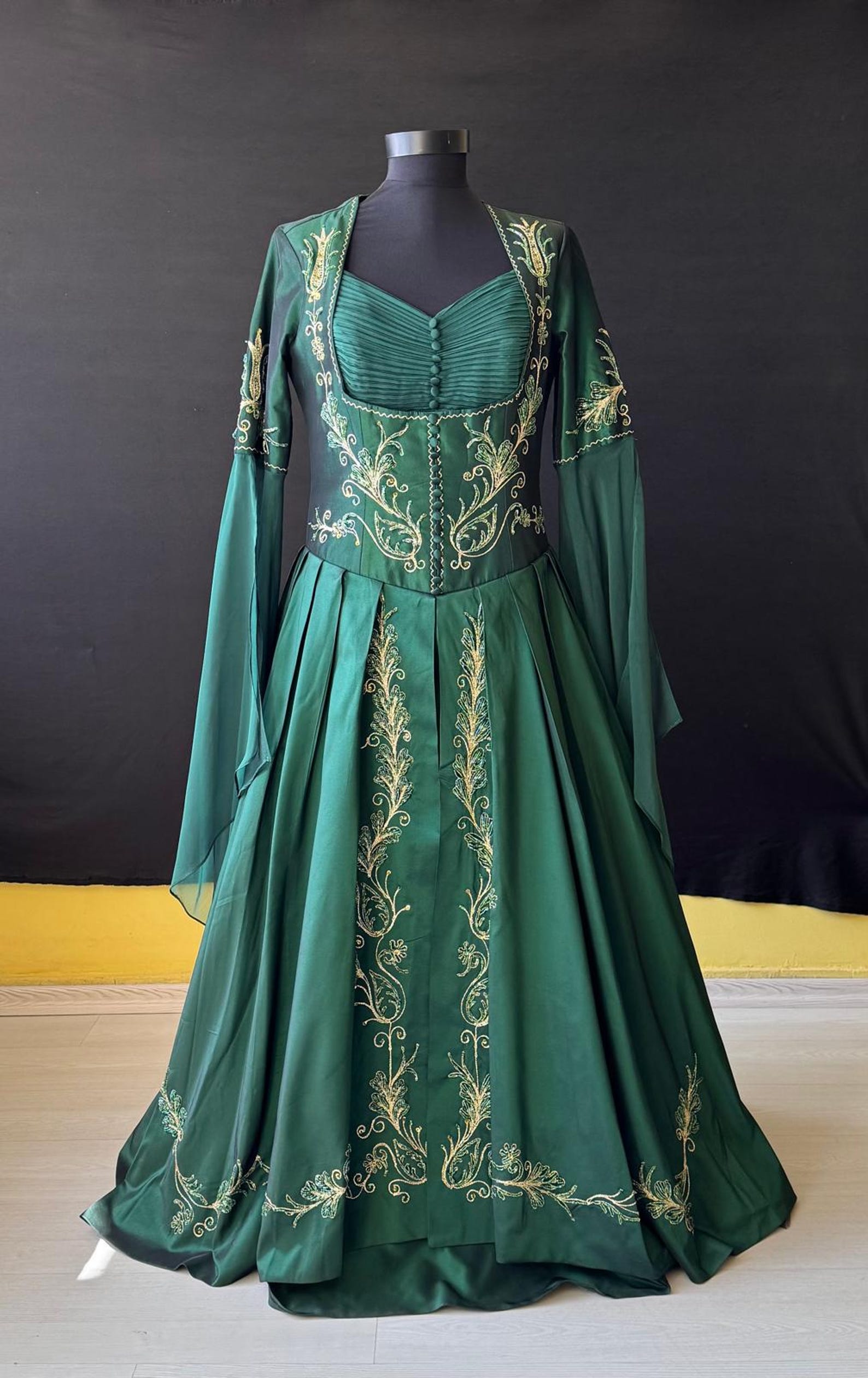 Traditional Vintage Green Bindalli Dress, Turkish Sultan Women's ...