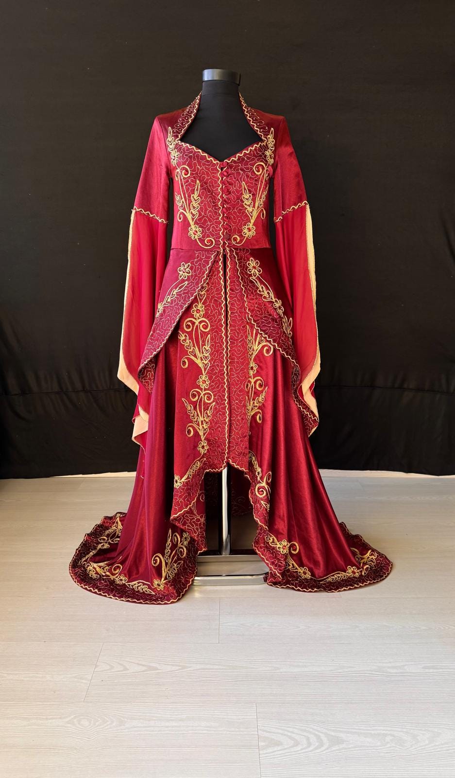 Turkish Wedding Dress, Red Bindalli, Ethnic Folklore Costume, Hurrem ...