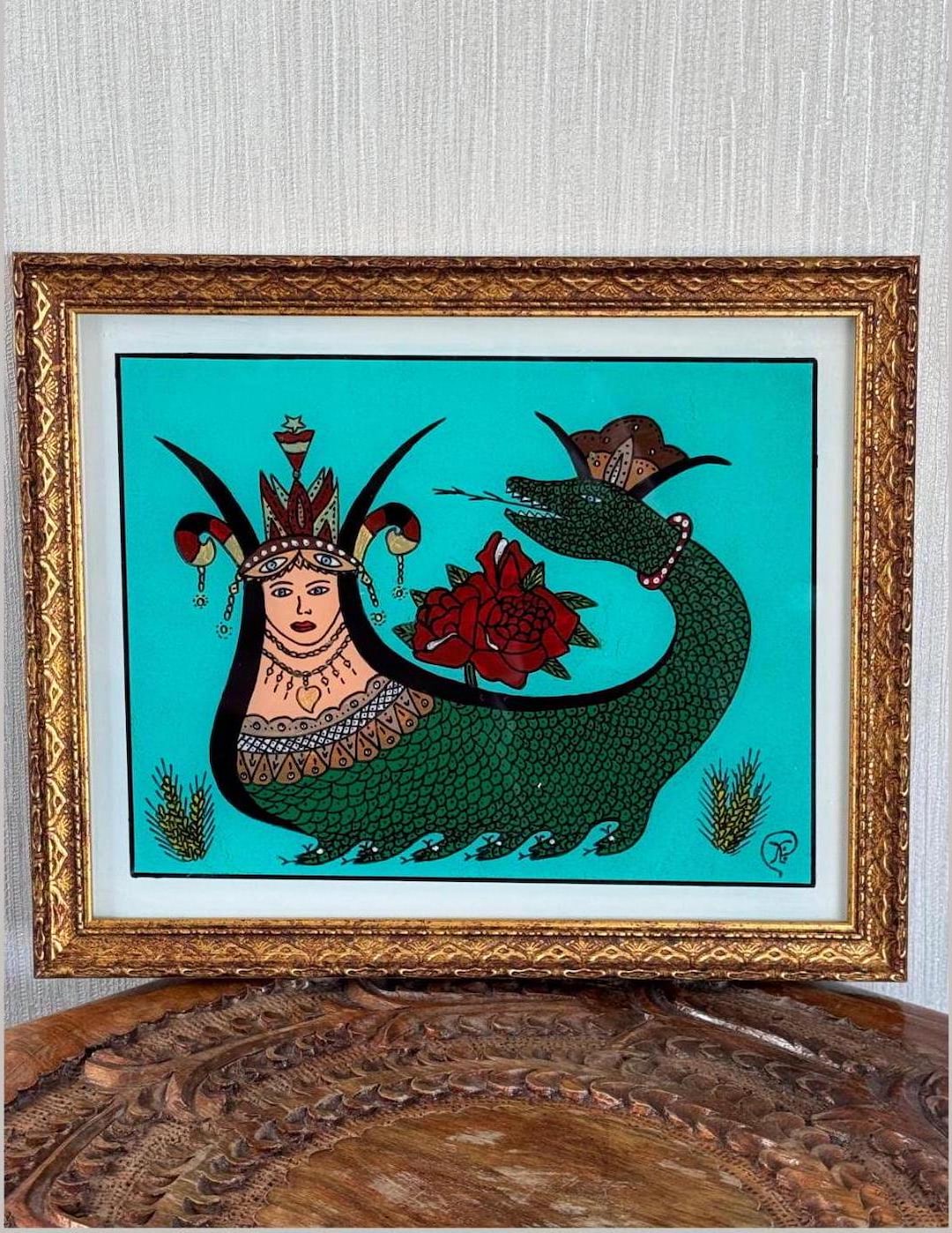 Shahmaran Painting, Shahmaran Snake Woman, Turkish Mythology, Wall Art ...