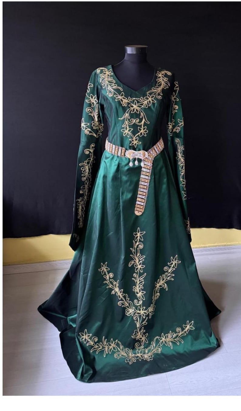 Traditional Vintage Green Bindalli Dress, Turkish Sultan Women's ...