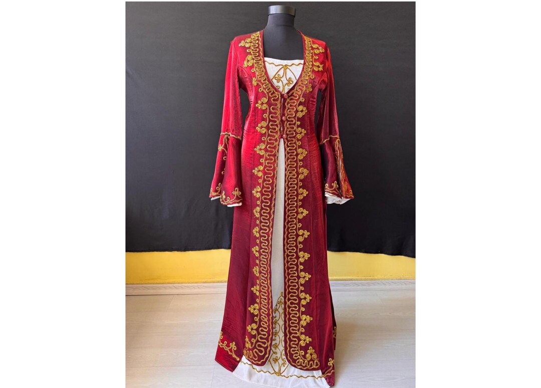 Vintage Red Bindalli Kaftan: Turkish Ottoman Sultan Costume - Etsy