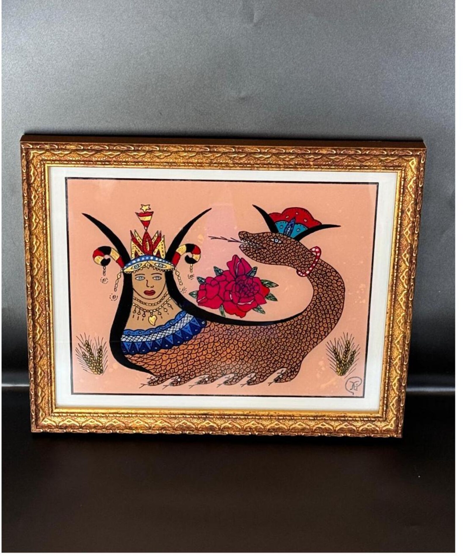 Shahmaran Glass Painting: Anatolian Snake Queen Art, Turkish Mythology ...
