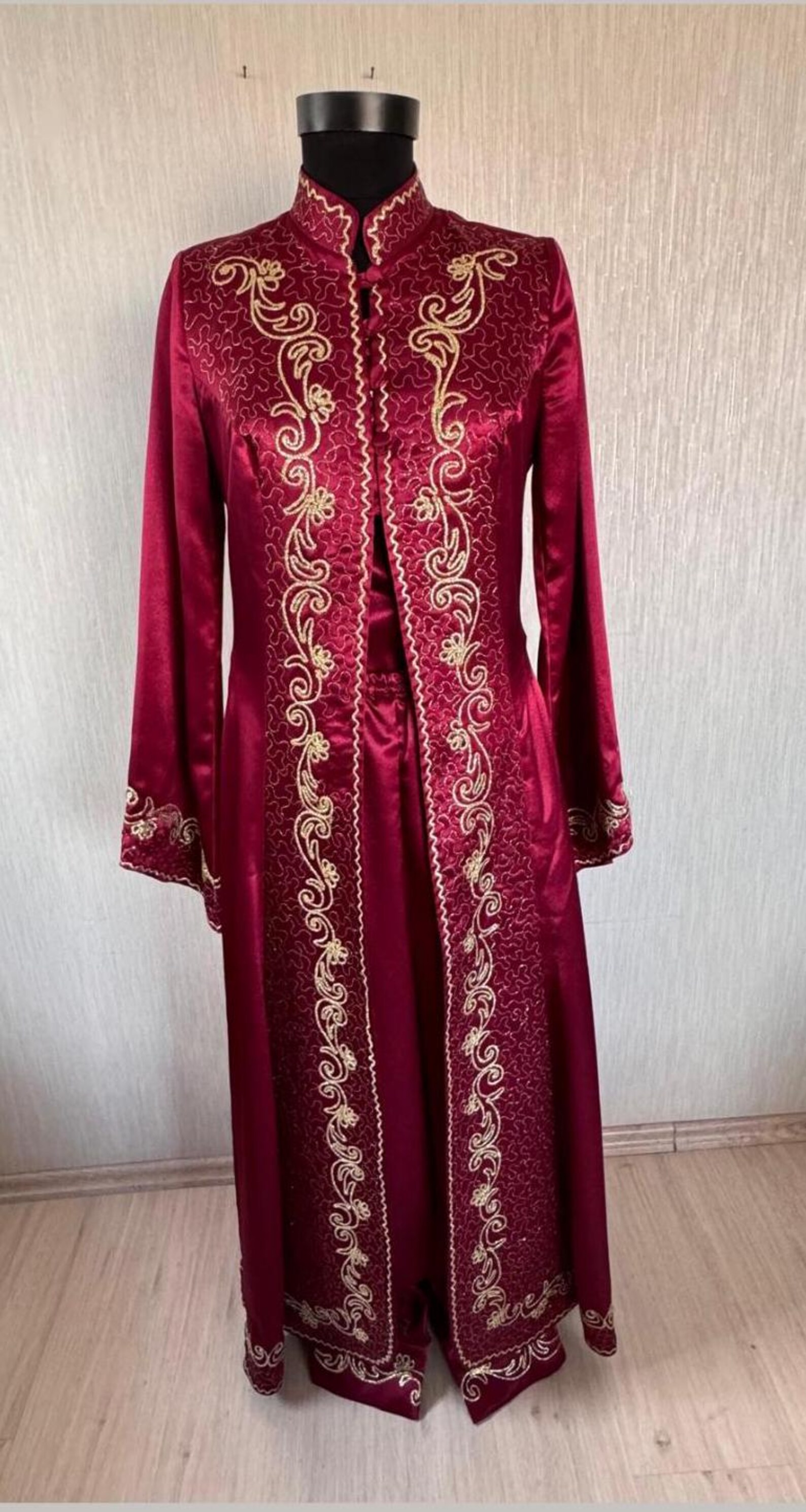 Traditional Vintage Turkish Wedding Dress Burgundy Shalwar Bindalli ...
