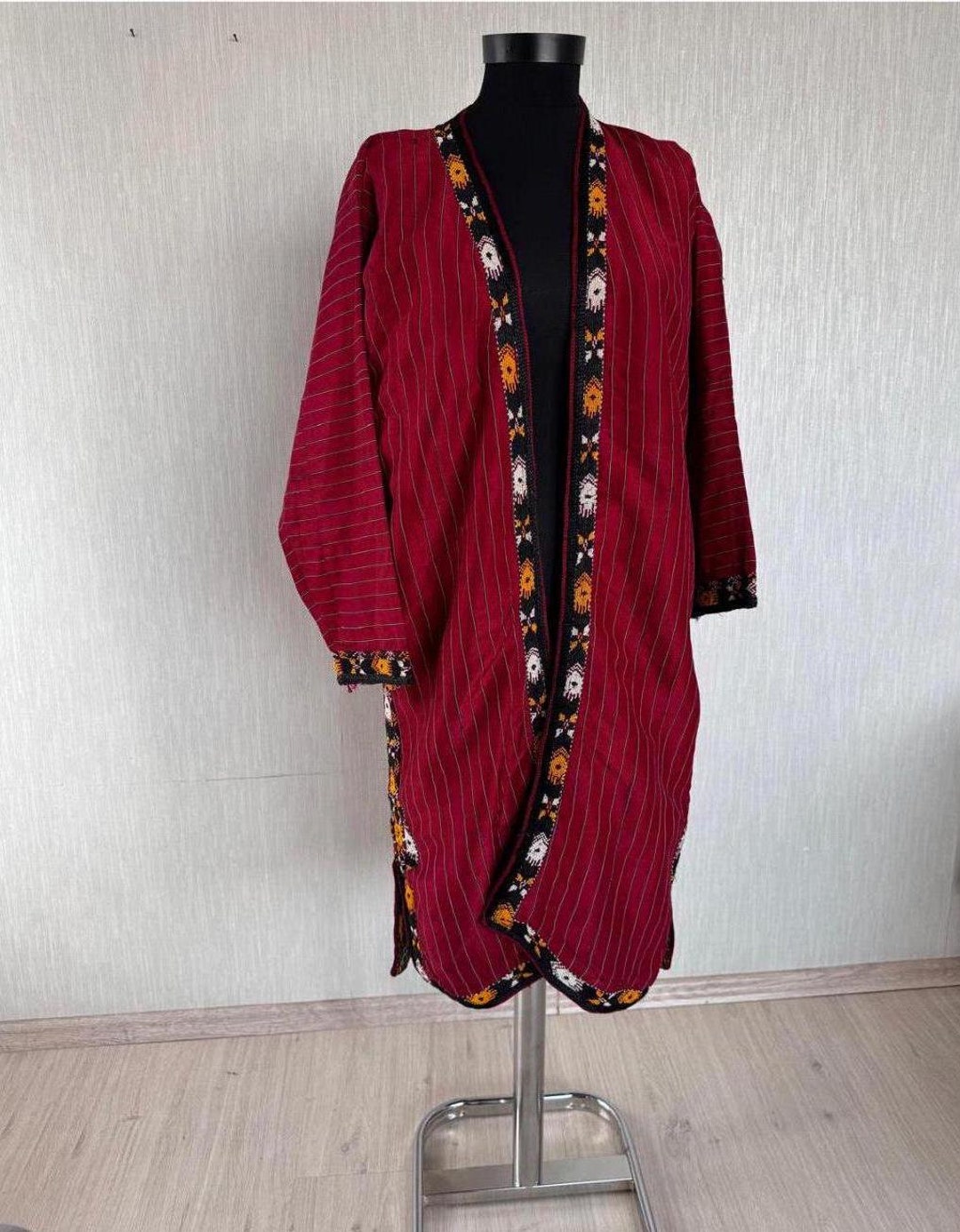 Traditional Turkmen Capan Coat, Turkmen Silk Embroidered Kaftan, Kimono ...