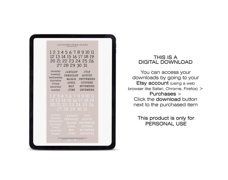Typewriter Digital Dates and Number Stickers, Calendar Numbers ...