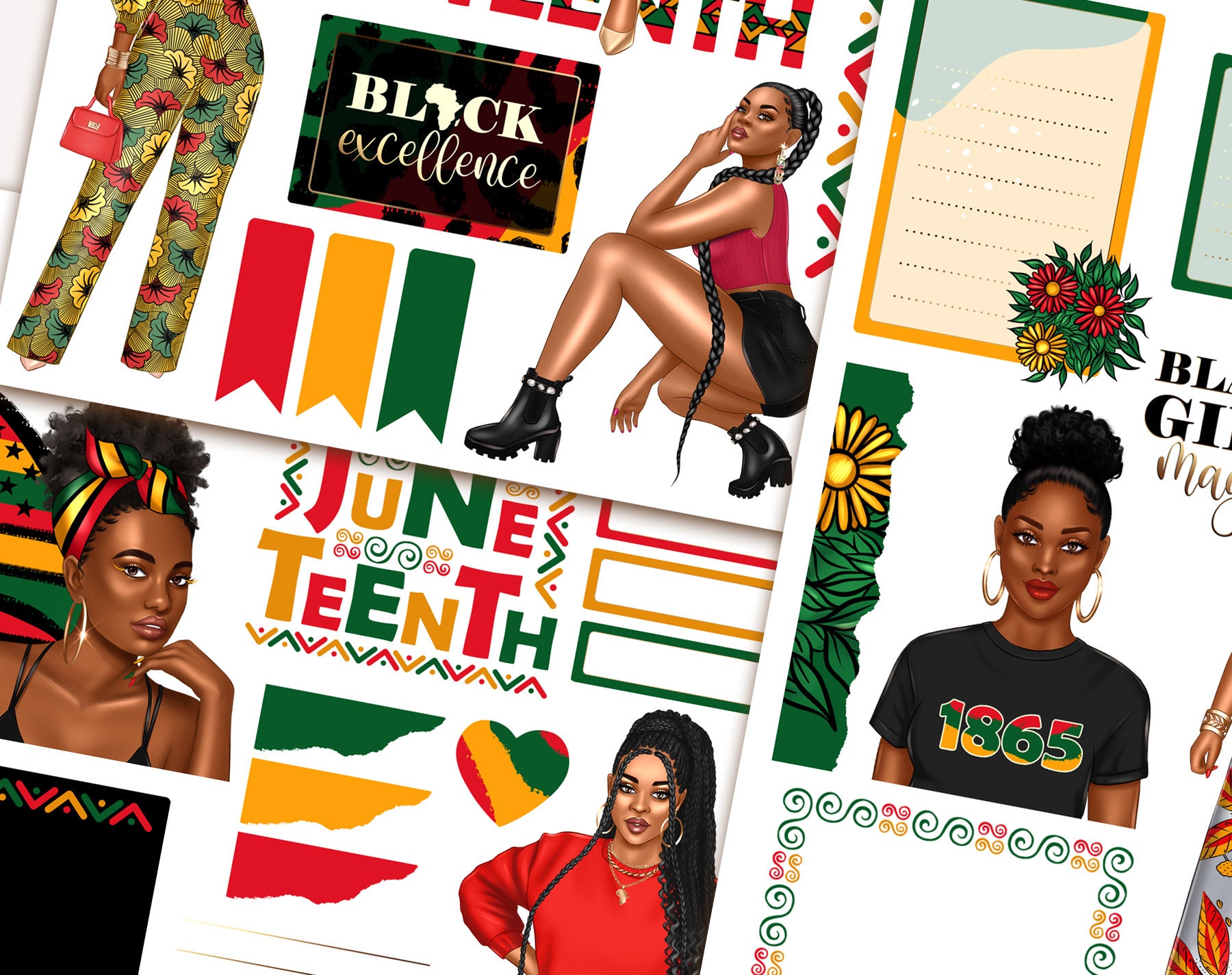 Juneteenth Digital Stickers, Black Women Goodnotes Sticker Pack, Black ...