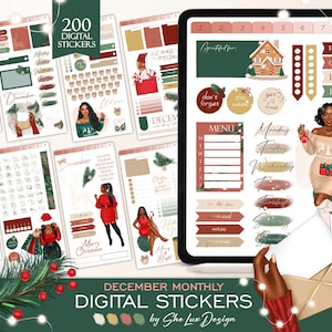 December Digital Stickers 2024, Christmas Goodnotes Sticker Book, Cute ...