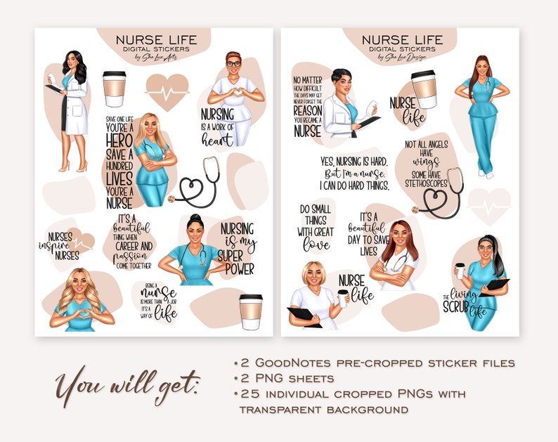 Nurse Stickers, Digital Stickers, Goodnotes Stickers, Nurse Life ...