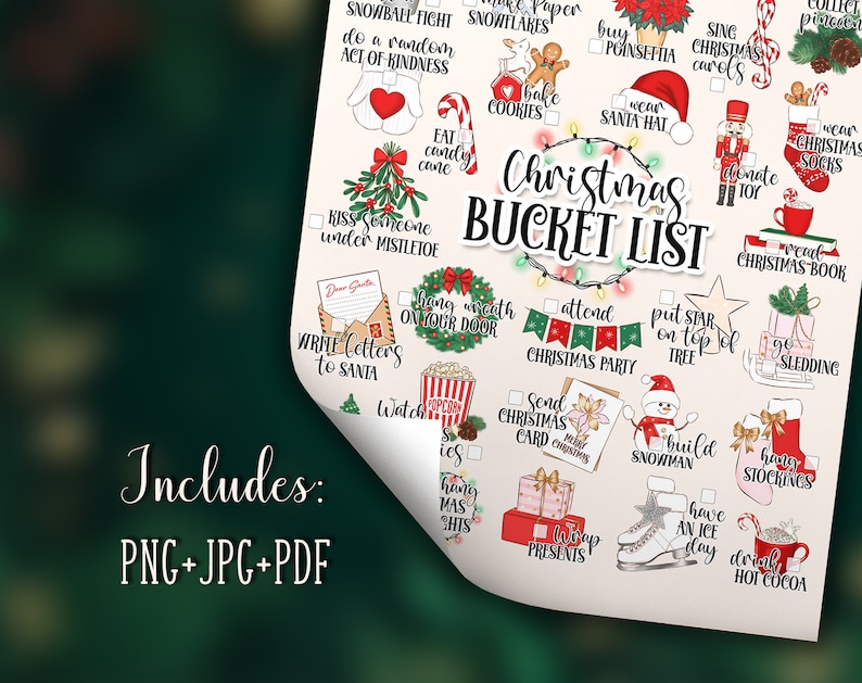 Christmas Bucket List Printable Winter Activity Checklist - Etsy