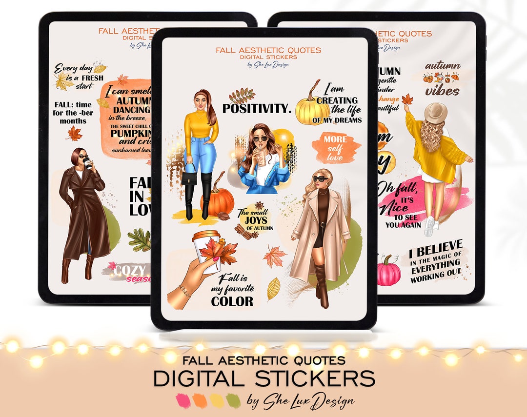 Fall Quotes Digital Stickers, Fashion Girl Goodnotes Stickers, Planner ...