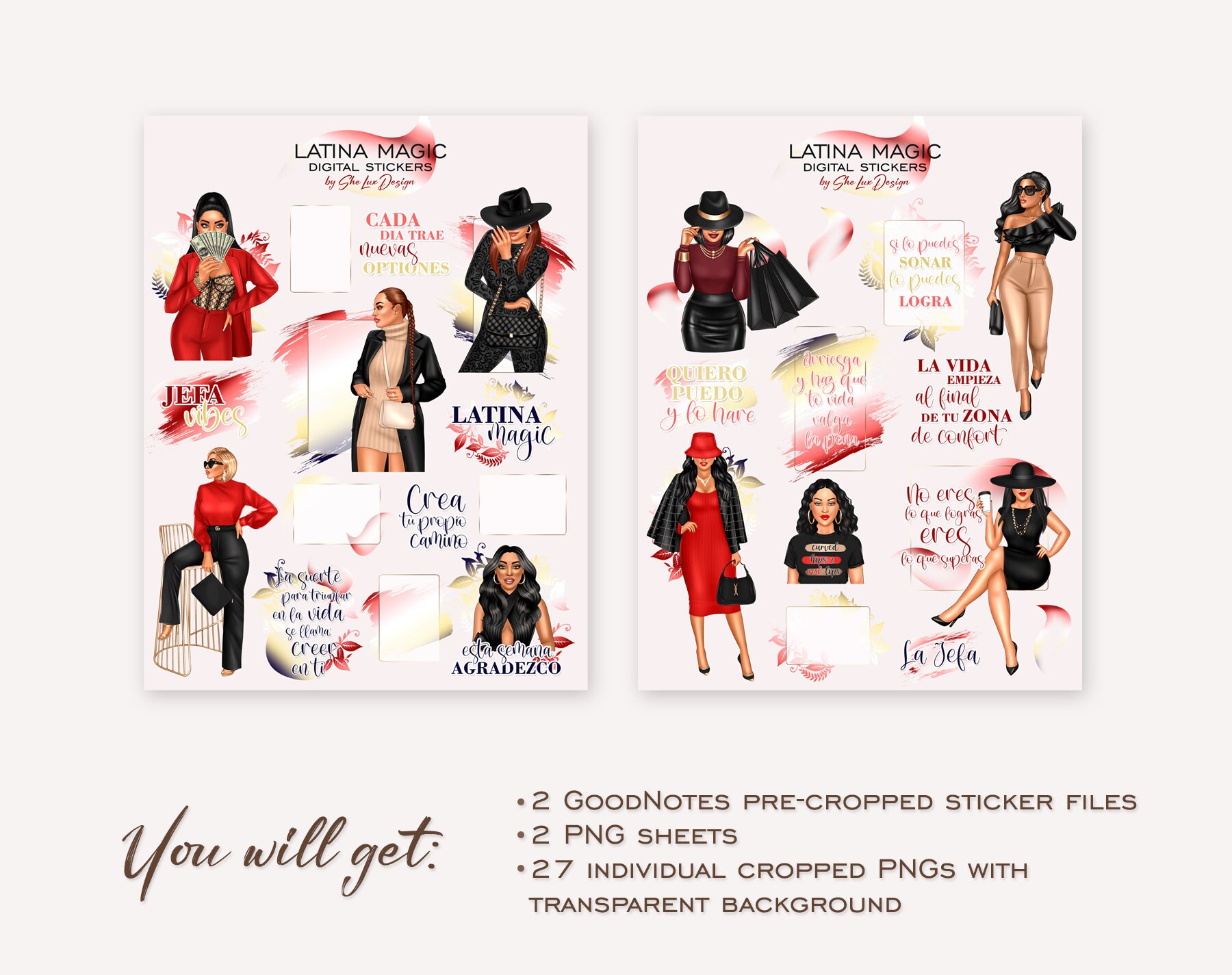 Latina Magic Digital Stickers, Goodnotes Planner Stickers, Hispanic ...