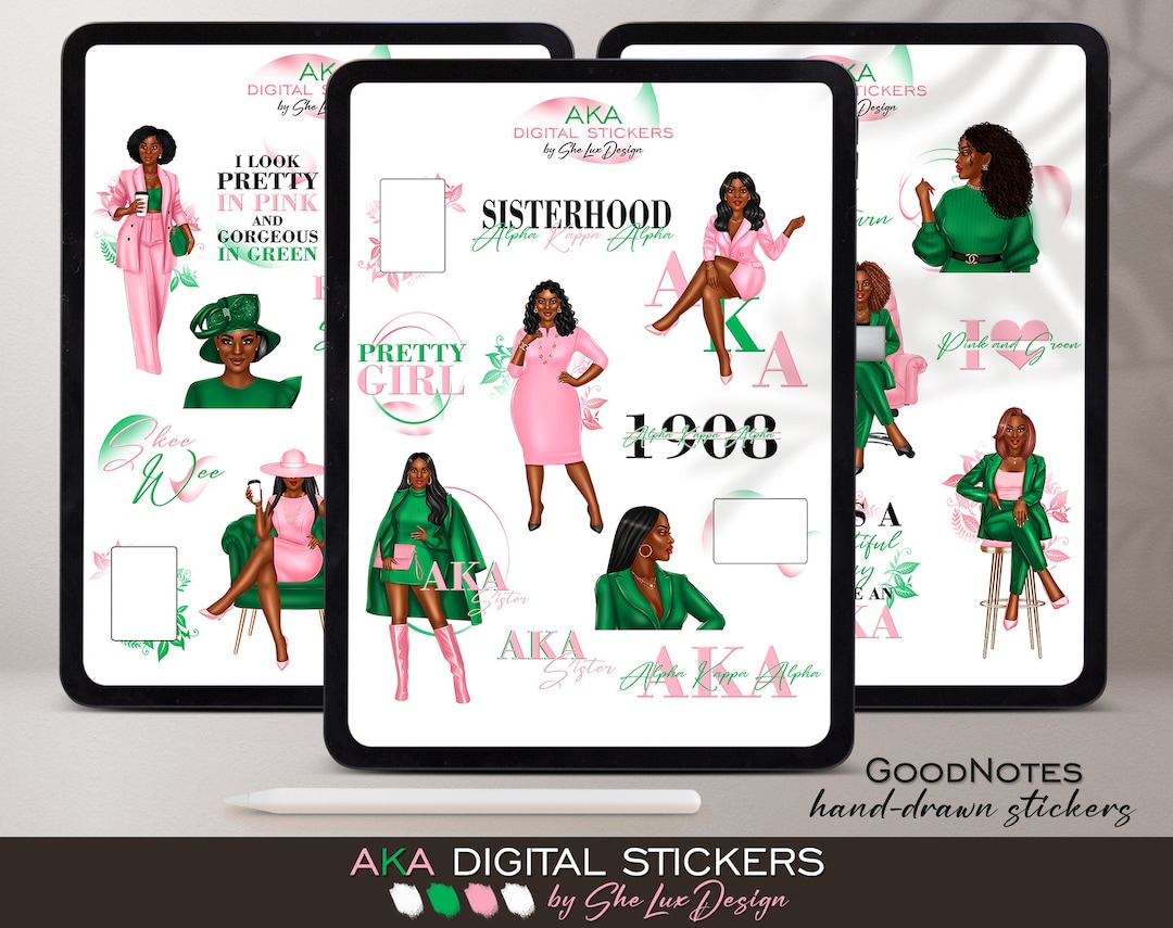 Sorority Stickers, Black Girl Digital Stickers, Sisterhood, Goodnotes ...