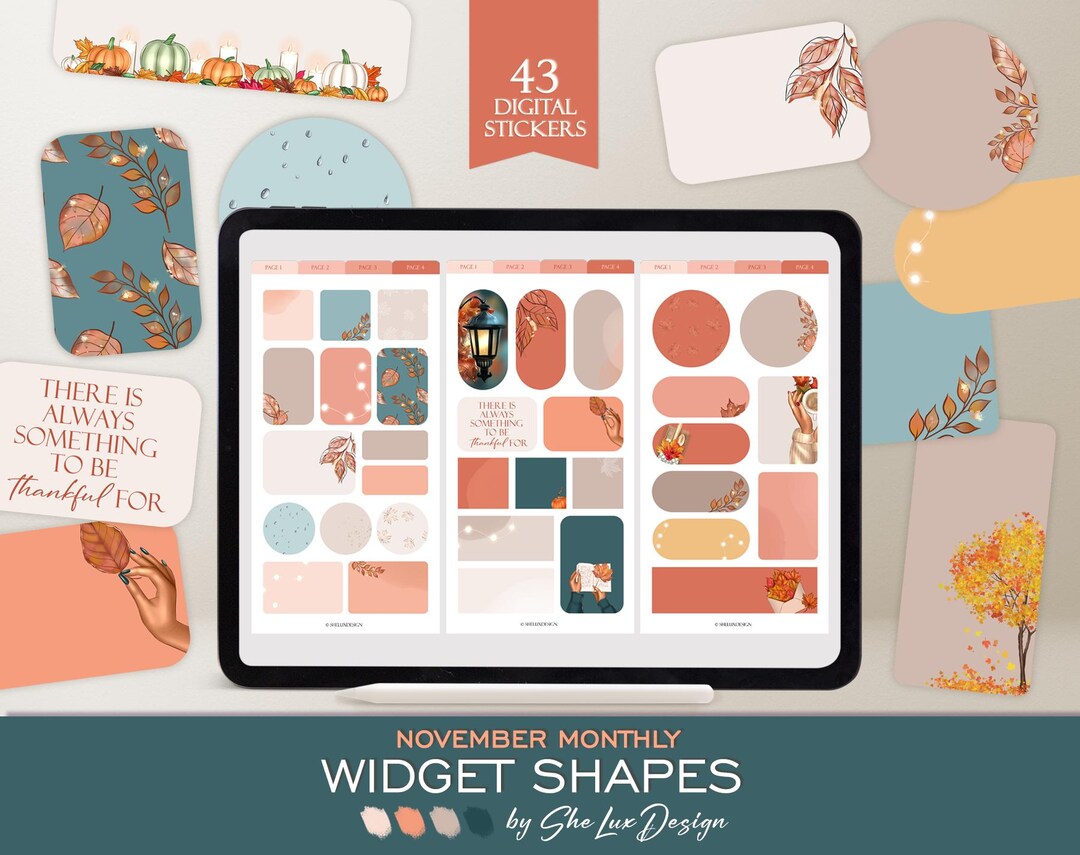 November Digital Shape Widgets, Widget Shapes Stickers for Goodnotes ...