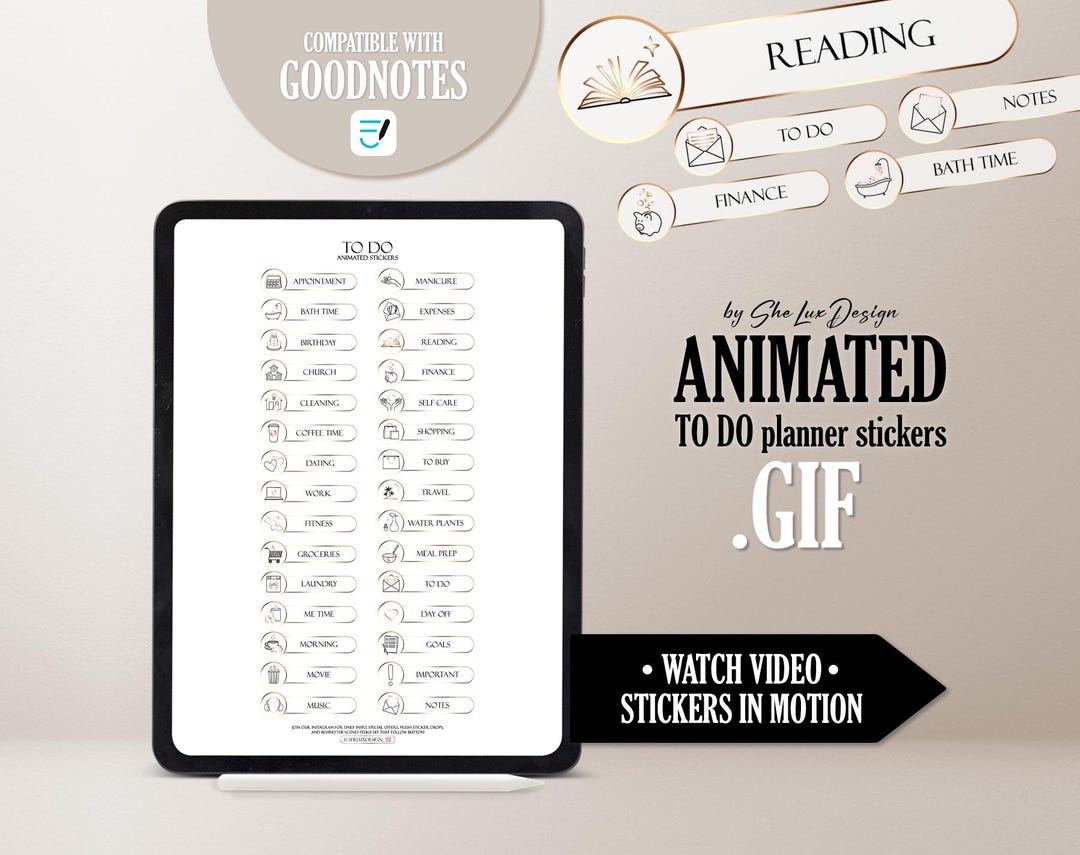 Animated Goodnotes TO DO Stickers, GIF Planner Sticker Pack, Animation ...