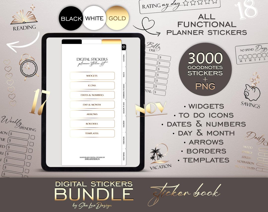 3000 Digital Planner Stickers BUNDLE, Goodnotes Stickers, Everyday ...