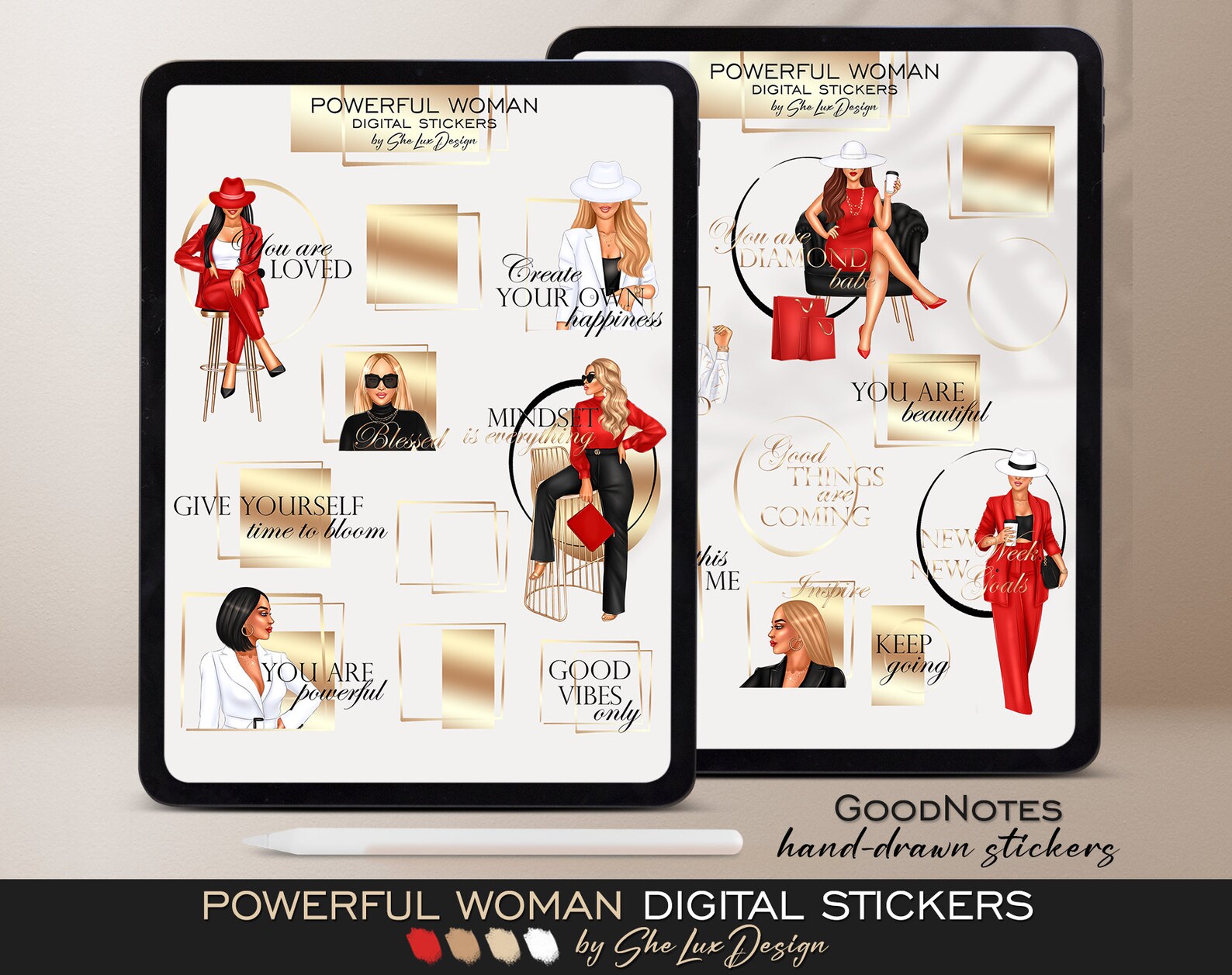 Goodnotes Stickers, Girl Boss Digital Stickers, Digital Sticker Pack ...