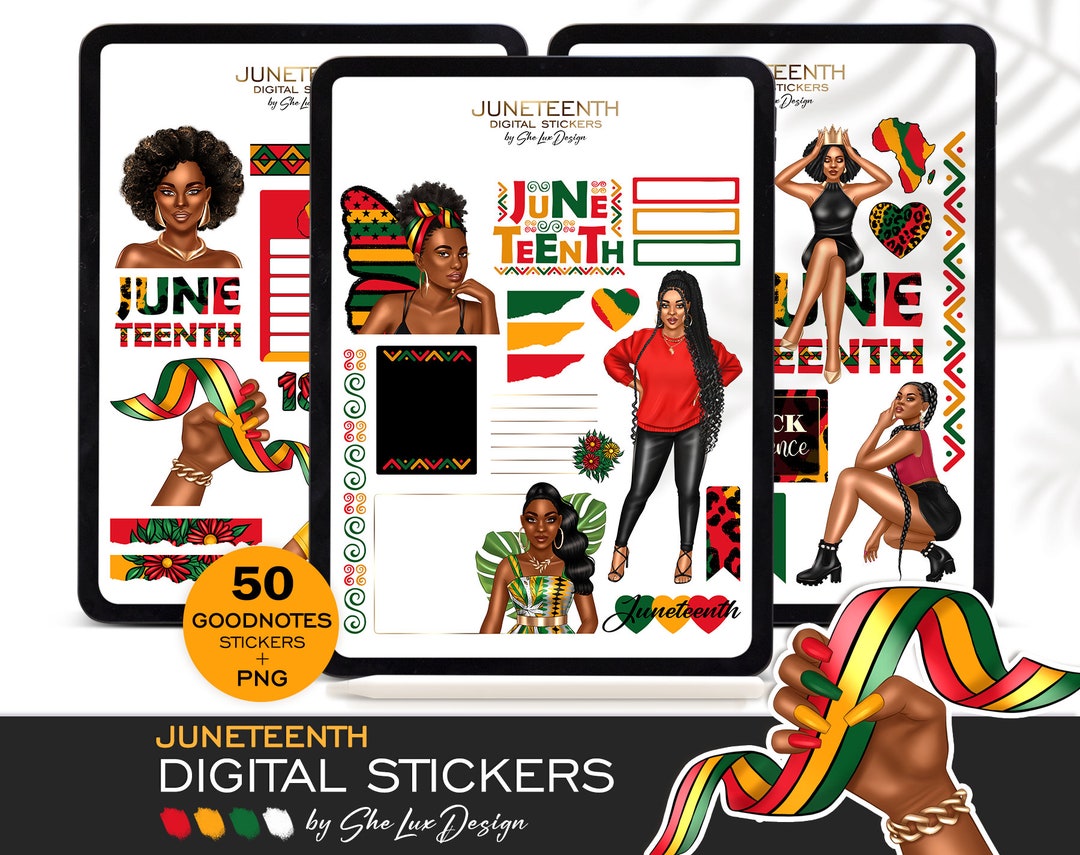 Juneteenth Digital Stickers, Black Women Goodnotes Sticker Pack, Black ...