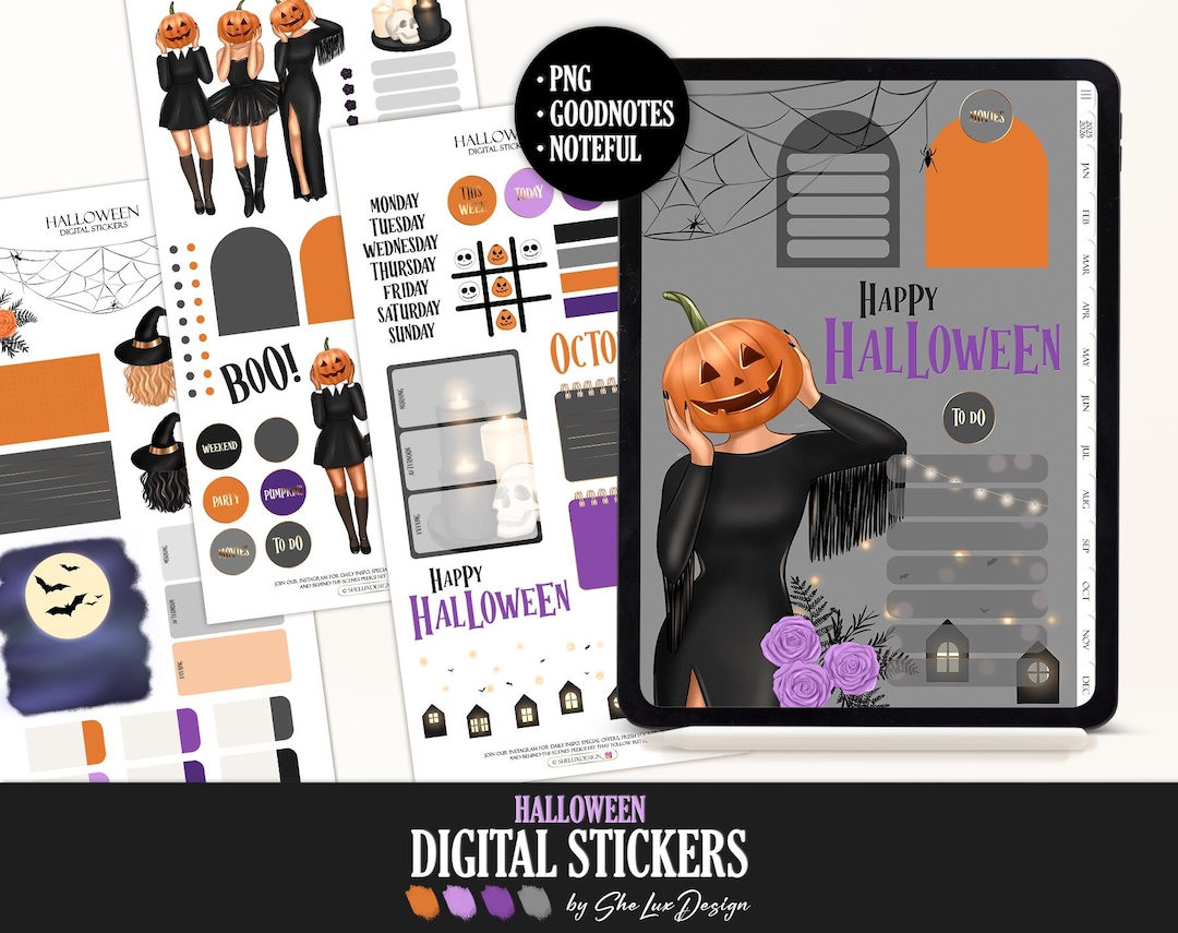 Halloween 2025 Digital Planner Stickers, Noteful Goodnotes Digital ...