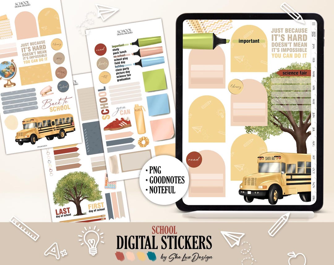 School Digital Planner Stickers, Student Planner Goodnotes Stickers ...