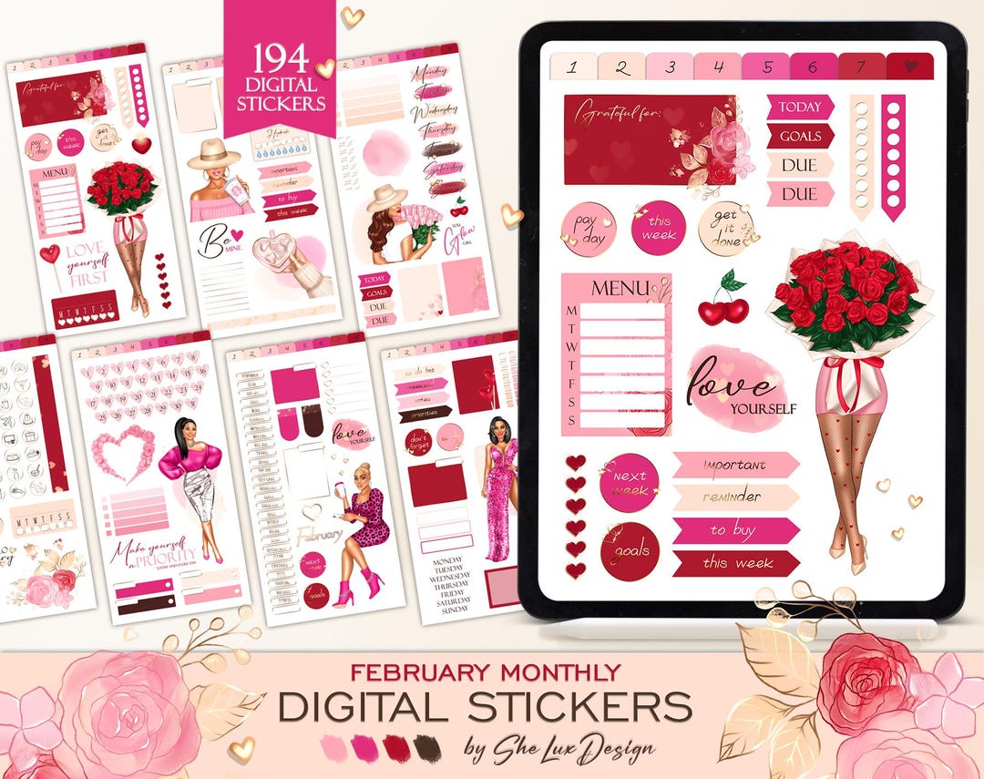 February 2025 Digital Planner Stickers, Goodnotes Sticker Book for Ipad ...