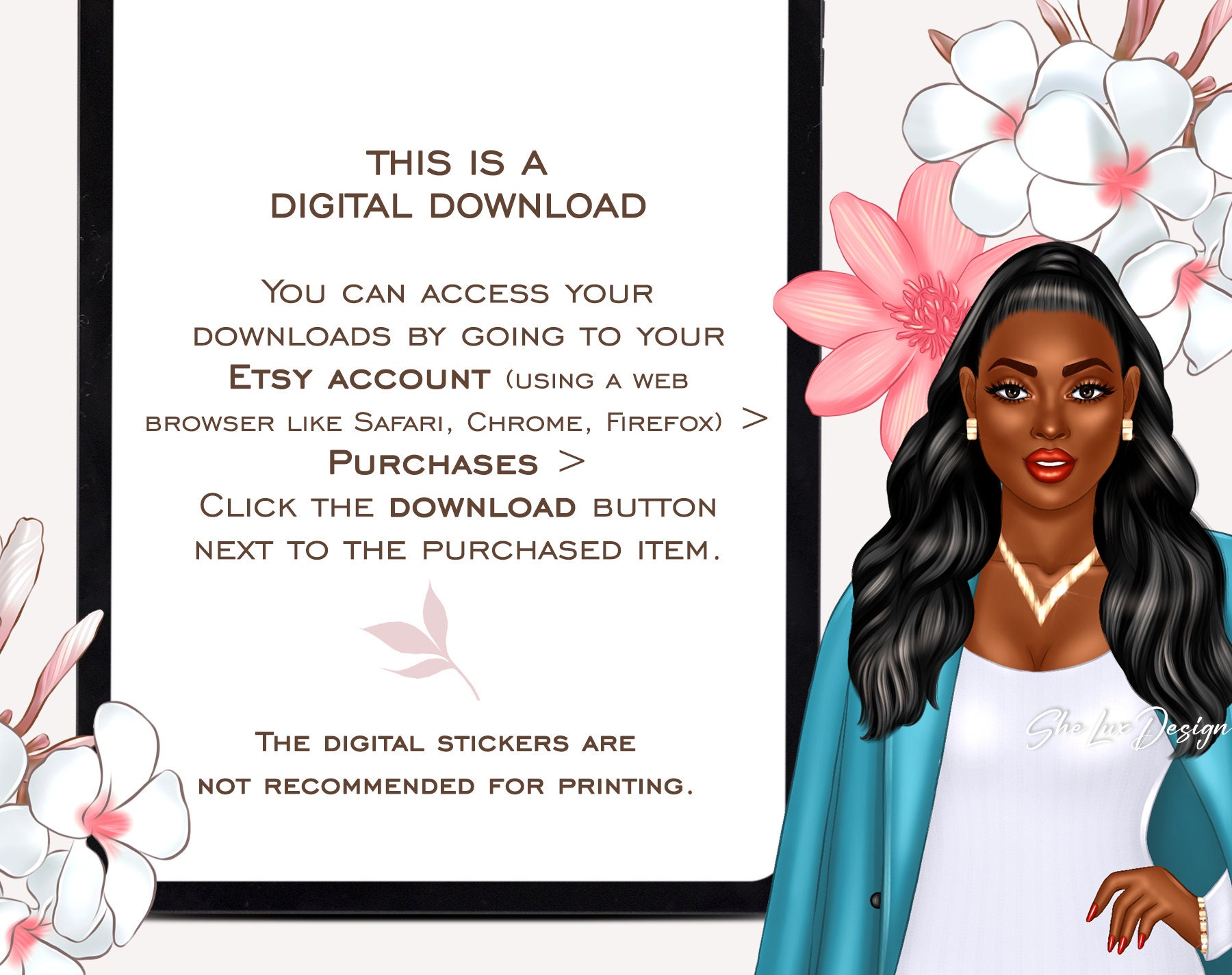 June DIGITAL Stickers, Black Girl Summer Goodnotes Stickers, Functional ...