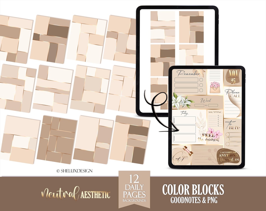 Color Block Digital Planning Templates, Color Blocks Inserts for ...