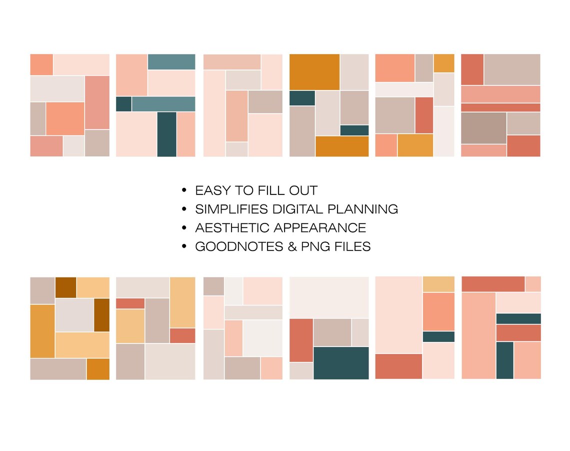 November Color Blocks Templates, Fall Inserts for Digital Planner ...
